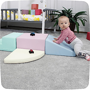 IGLU Set 6 Pastel Soft Play Forms, Large Foam Blocks, Baby Slide, Indoor Climbing Toys for Toddlers 1-3, Climbing Blocks, Baby Crawling Helper, Montessori Climbing Toys