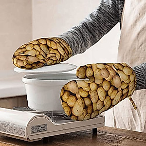 Garden Potatoes Silicone Padded Oven Gloves Silicone Non-Slip Cooking Gloves Grill Gloves Pot Holders for Cooking Baking Grilling