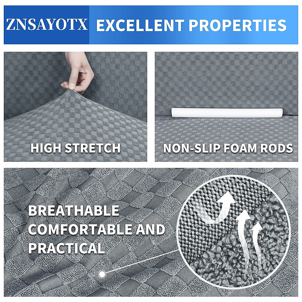 ZNSAYOTX 1 Piece Jacquard Couch Covers for 2 Cushion Couch High Stretch Loveseat Slipcover for Pets Dogs Anti Slip Love Seat Sofa Slipcover Furniture Protector (Loveseat, Light Grey)