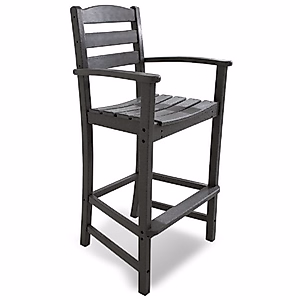 POLYWOOD TD202GY La Casa Café Bar Arm Chair, Slate Grey