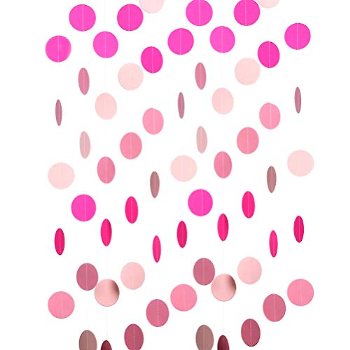 Hot Pink Paper Garland Circle Dots Hanging Happy Birthday Baby Shower Wedding Party Decoration, 2 inch, 26 feet in Total