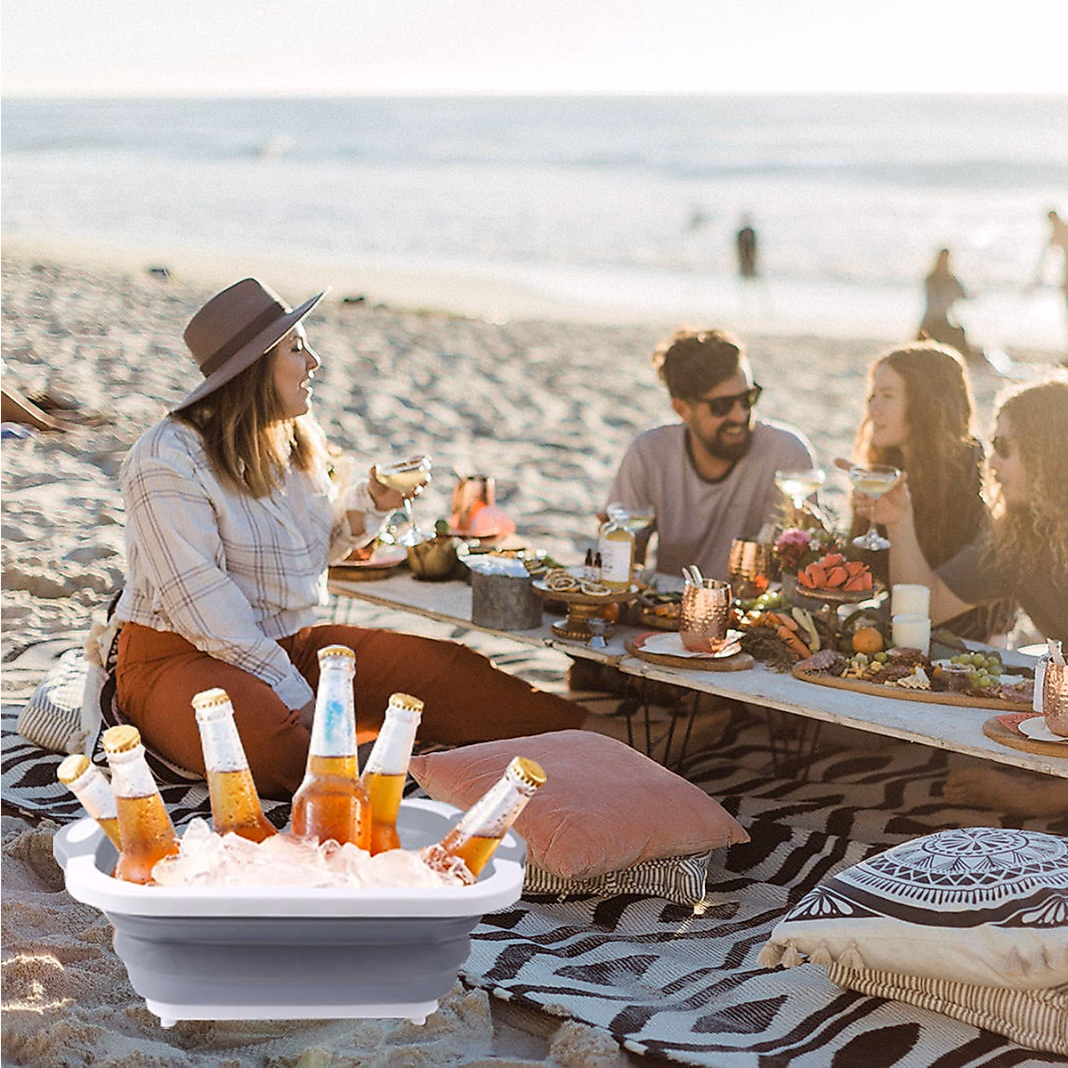 Collapsible Dish Tub Folding Laundry Tub Washing Basin Camping Dish Washing tub Portative Wash Dish Basin for RV Sink, Vegetable, Fruit, Food Sink with Drain Plug Carry Handles Large Capacity 9L…