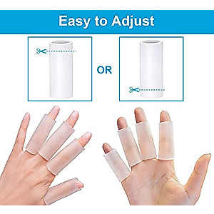 Sumifun Finger Sleeves, 8PCS Gel Thumb Finger Tubes for Arthritis, Trigger Finger Pain, Silicone Fingers Protector for Golf, Basketball, Golf, Rugby, Cracked Finger