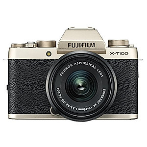 Fujifilm X-T100 Mirrorless Digital Camera w/XC15-45mmF3.5-5.6 OIS PZ Lens - Champagne Gold