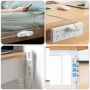 EULLVA 4 Pcs Adhesive Punch-Free Socket Holder,Power Strip Holder,Self-Adhesive Desktop Socket Fixer, for Cable Management Kitchen Office Home (4 Colors)