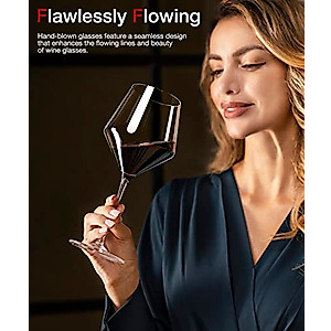 AOOE Red Wine Glasses Set of 4, Crystal Hand Blown Burgundy Glasses-Ultra-thin,18 OZ, Light for Wine Tasting, Perfect Gifts for Valentine's Day, Anniversary, Birthday