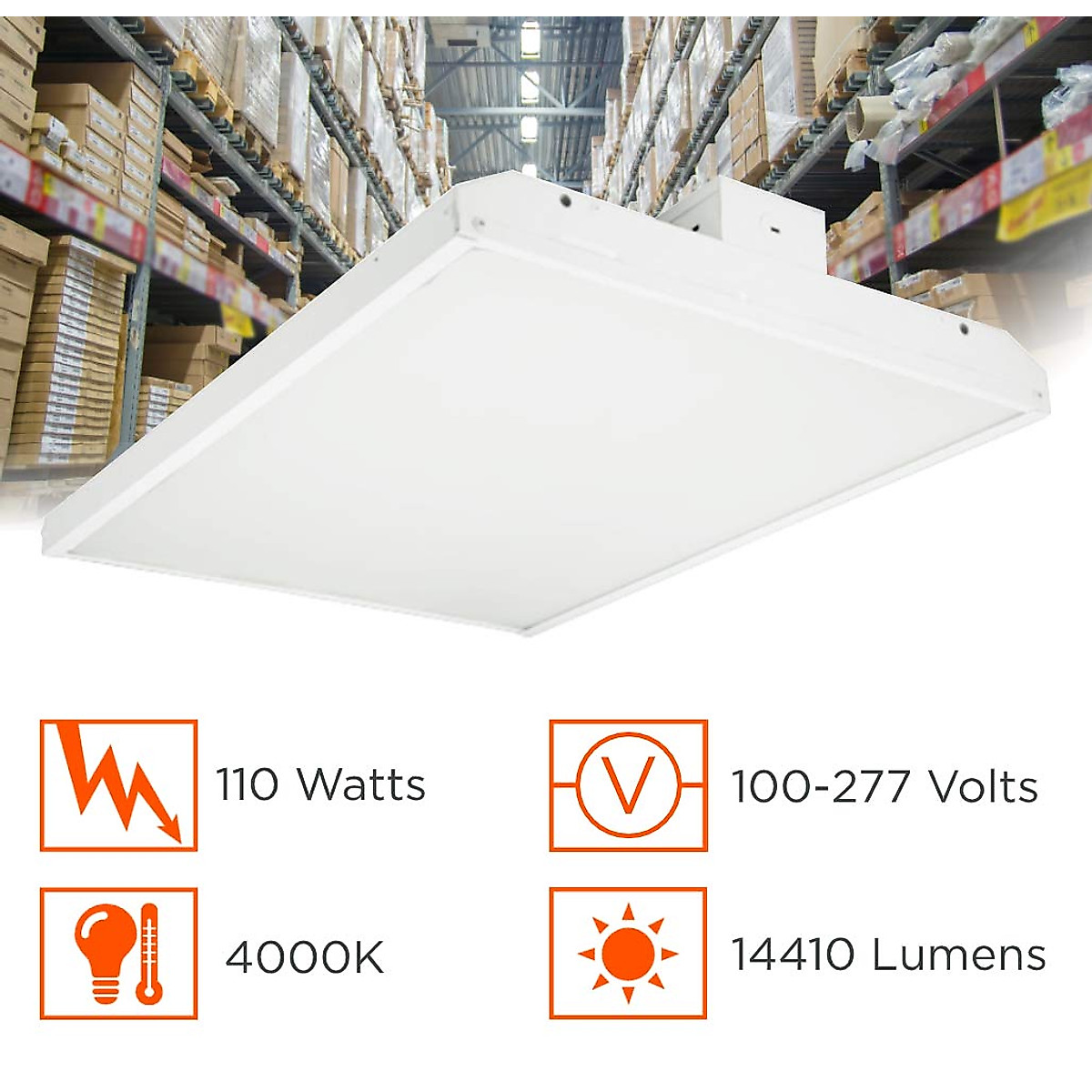 GoodBulb 110-Watt 2 Foot High Bay | 4000K Cool White Light Color | High Output 14410 Lumens | Wired 100-277V High Bay | 50000 Life Hours 131LM/W