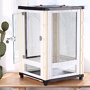 crapelles 15.7x15.7x23.6 inches Bird Cage, Amphibian Habitat, Reptile Tank, Pet Box, Easy Assembly White Ventilation Cage for Hamster, Chinchillas, Hedgehog, Snake,Lizard, Parrot