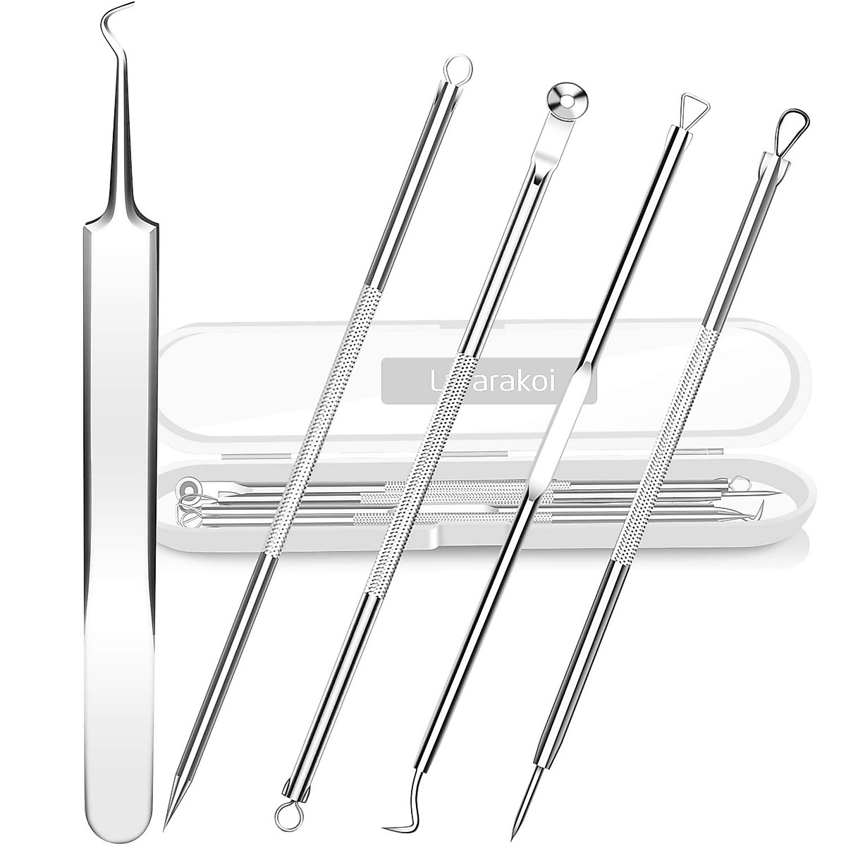 Premium Blackhead Remover, Comedone Blemish Acne Extractor,Popping Pimple Popper Whitehead Removal, Precision Tweezers, Zit Removing, Milia Remove