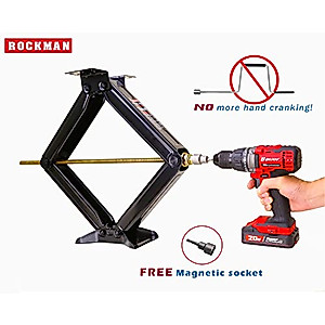 ROCKMAN RV Camper Trailer Stabilizer Leveling Scissor Jacks w/Socket & Level 24" 7500lbs Set 2