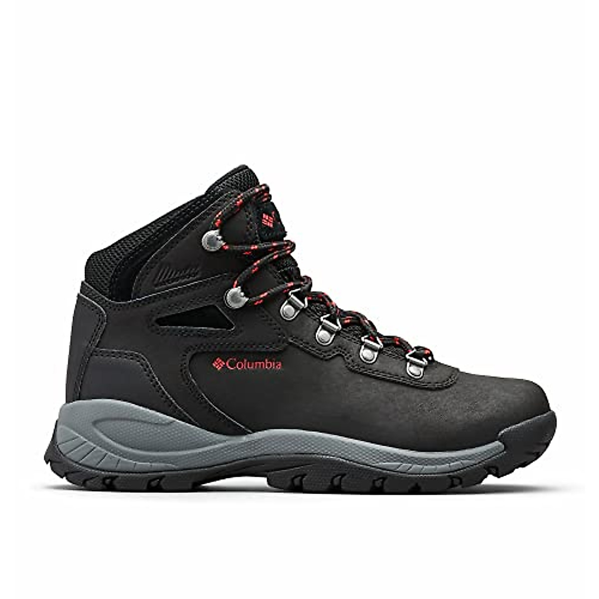 Columbia womens Newton Ridge Plus Waterproof Hiking Boot, Black/Poppy Red, 8 US