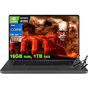 Asus ROG Zephyrus G16 Gaming Laptop 2023 Newest, 16" FHD 165Hz Laptop, 13th Gen Core i7-13620H(10-core), GeForce RTX 4060, 16GB RAM, 1TB SSD, Backlit Keyboard, Wi-Fi 6E, USB Type A&C, Windows 11 Home