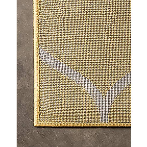Unique Loom Trellis Frieze Collection Area Rug - Rounded (4' 1" x 6' 1", Yellow/ Ivory)