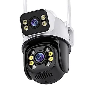 SXBCyan 4K PTZ WiFi Surveillance Camera 8MP Wireless Security Cameras Human Detection Outdoor Dual Lens IP Camera Auto Tracking ICSee (Size : 4MP NO Card)