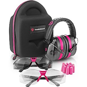 TradeSmart All-in-One Shooting Ear Protection - Comfort+ NRR 28 Earmuffs, Glasses & Earplugs + Carry Case