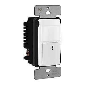 TOPGREENER Motion Sensor Switch, Ambient Light Level Detector, Neutral Required, 150W LED/CFL, Occupancy & Vacancy Modes, Single Pole (Not for 3-Way), TDOS5-M-W, White