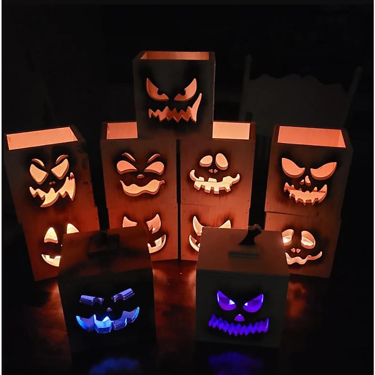 6” Pumpkin Face Stencils Halloween Stencils Reusable Pumpkin Carving Stencil for Painting on Wood Paper Window