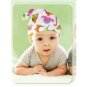 SATINIOR Sublimation Baby Hat White Blank Baby Beanie Knotted Hat Newborn Soft Infant Cap Cute Knot Hats for Baby Boys Girls (6 Pieces)
