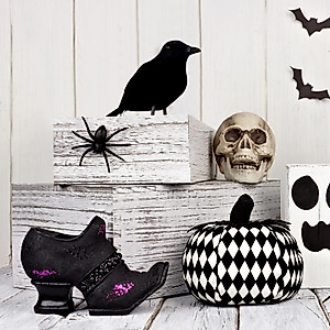 Roowest 6 Pcs Wood Cupcake Display Stand Whitewashed Decorative Dessert Wood Cake Stand Risers Wooden Rustic Square Stackable Decorative Box Risers for Wedding Birthday Christmas Party