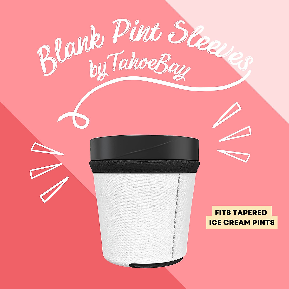 TahoeBay Blank Ice Cream Pint Sleeves (4-Pack) Extra Thick Insulated Neoprene Covers for Tapered Tubs, Customize with Heat Transfer Vinyl and Sublimation (White)