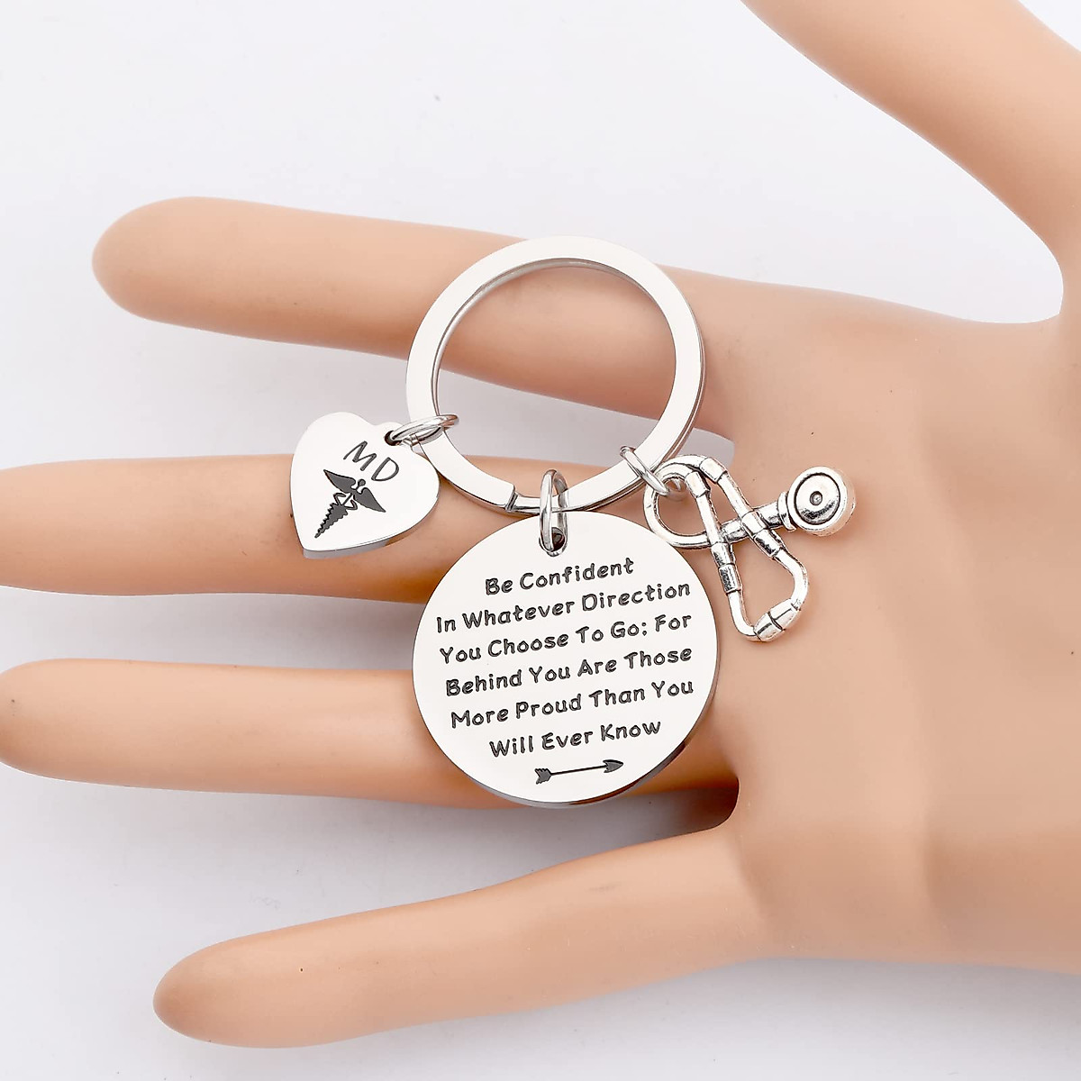 LQRI MD Gifts Keychain Medical Doctor Gifts New Doctor Gifts MD Med Medical School Graduation Gifts Student Doctor Gifts (silver)