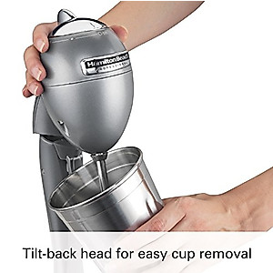Hamilton Beach Pro Retro Die-Cast Mixer for Milkshakes, Soda Fountain Drinks, Protein Shakes, Whipping Omelets and Pancake Batter, 28 Oz Cup (65120), Gray