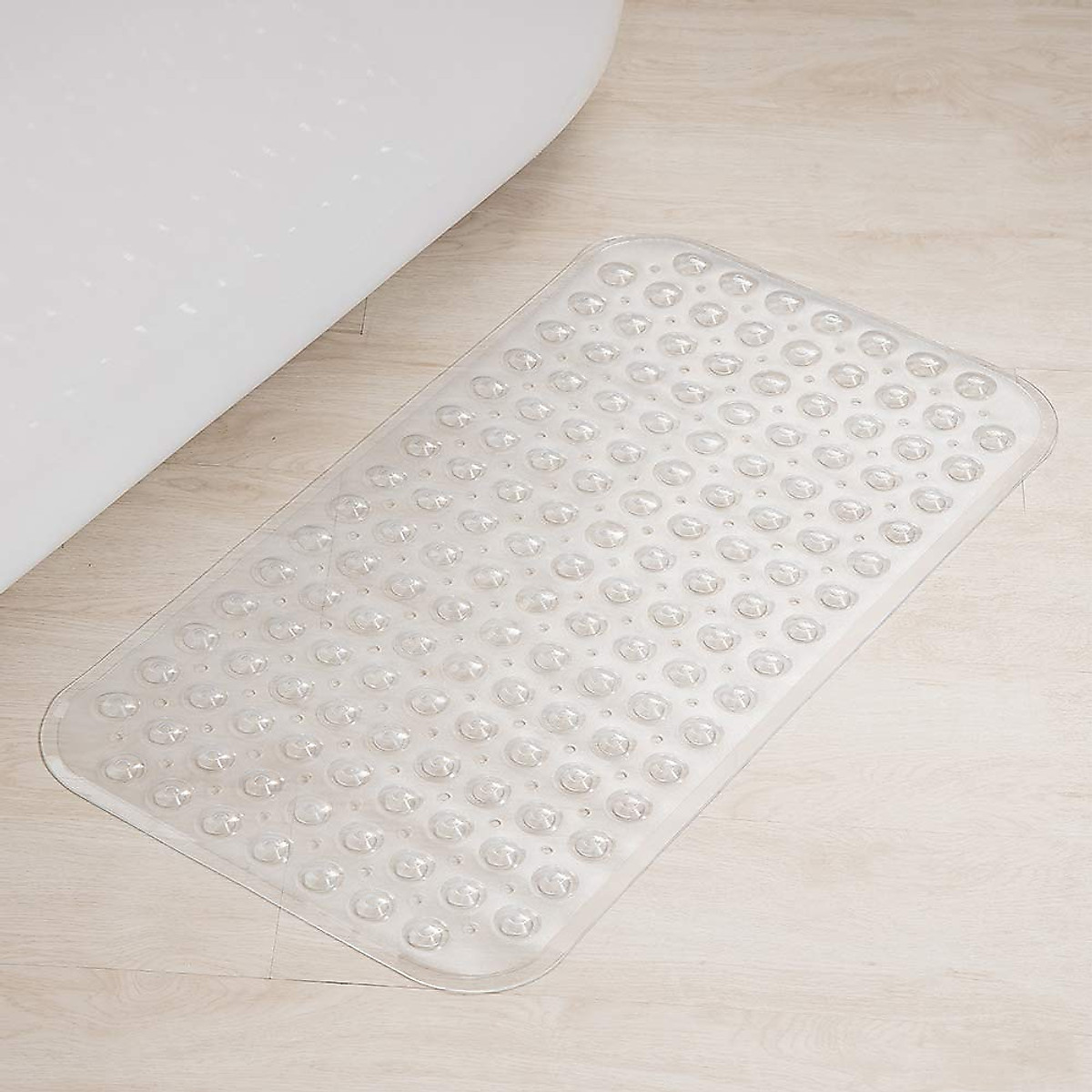 AmazerBath Shower Mat Non Slip, Medium Size 27.6 x 15 Inches Bath Mat for Tub with Suction Cups and Drain Holes, Bathtub Mat Bathroom Tub Mat Machine Washable (Clear)