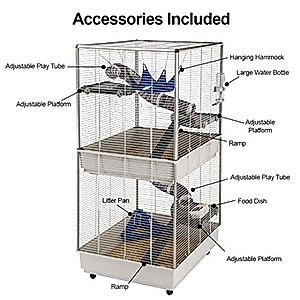 Ferplast Ferret Tower Two-Story Ferret Cage | XXL| Ferret Cage Measures 29.5L x 31.5W x 63.4H - Inches