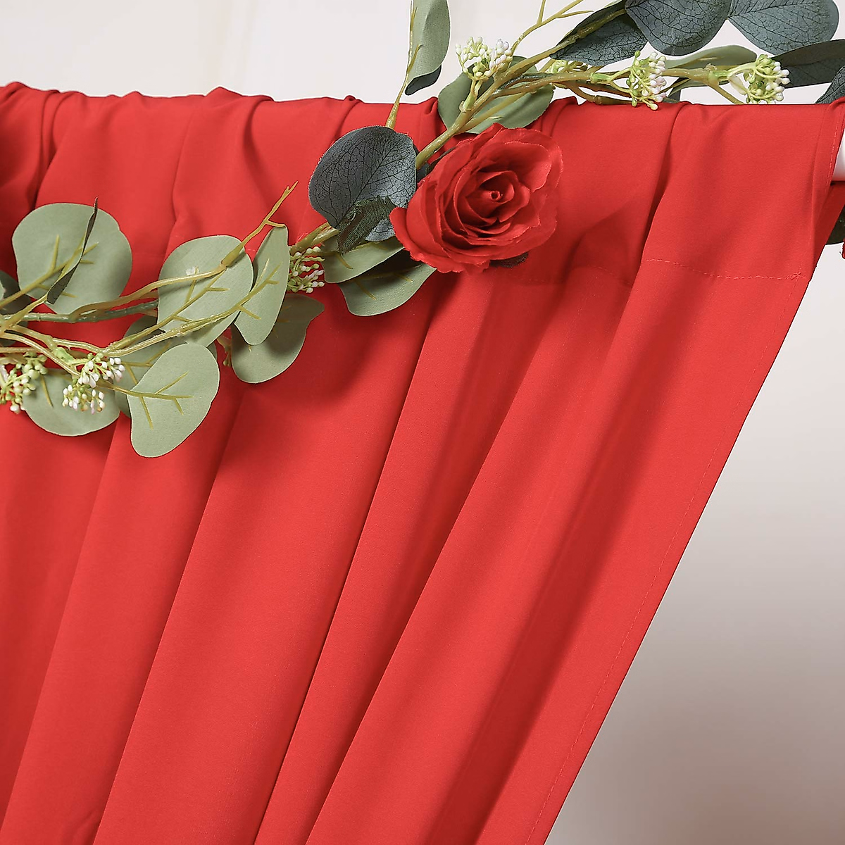 SHERWAY 9.5 Feet x 10 Feet Red Photography Backdrop Drapes, Smooth Polyester Window Curtain for Wedding Ceremony Party Decoration (10% Transparency)