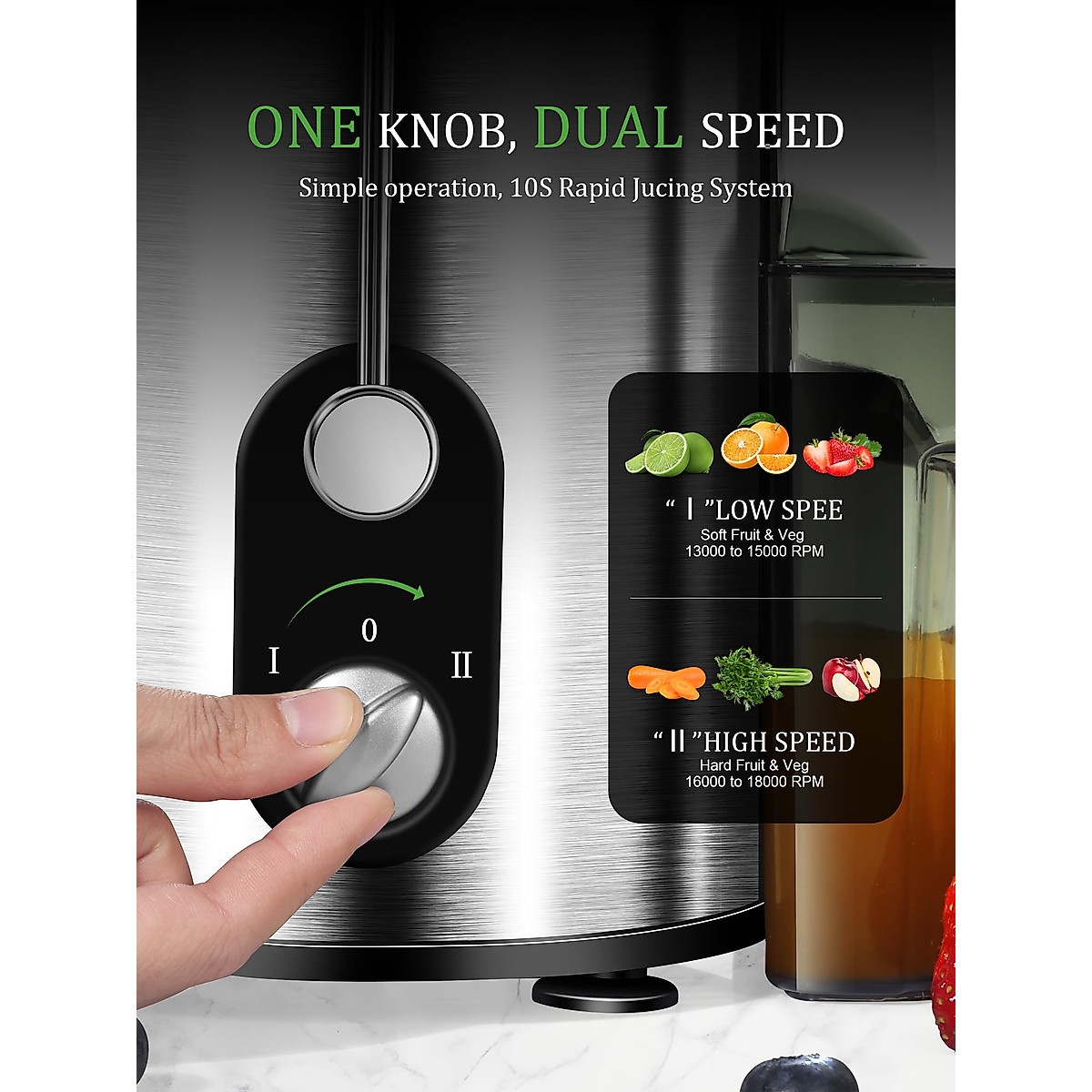 Healnitor 800W Centrifugal Juicer Machines Vegetable and Fruit with 3” Wide Chute, Juice Extractor with 2 Speeds, Easy to Clean, Anti-Drip, BPA Free