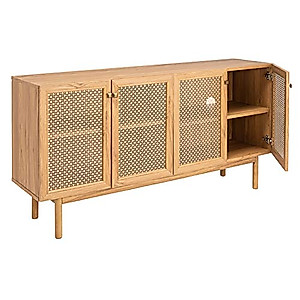 Safavieh Home Collection Piran Oak and Gold 4-Door 2-Shelf Media (65-inch Flat Screen) TV Stand