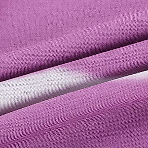 ESKNAS Womens Pullover Tops Autumn Tie-Dye Stripe Print Long Sleeve T-Shirts Button Scoop Neck-Henley Shirts (Purple,L)