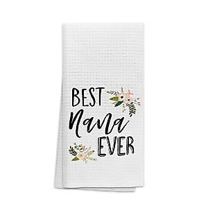 OHSUL Best Nana Ever Floral Absorbent Kitchen Towels Dish Towels Dish Cloth,Grandma Nana Mother's Day Hand Towels Tea Towel for Bathroom Kitchen Decor,Grandma Gifts