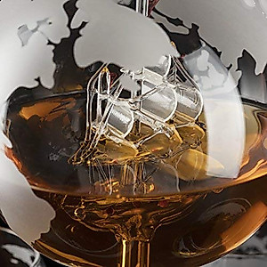 Gifts for Dad, Men Whiskey & Wine Decanter Globe World Set with Globe Glasses Anniversary Birthday House Warming for Liquor Scotch Bourbon Vodka, Gift for Him Husband, Gifts For Men Globe - 850ml