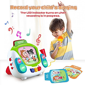 HISTOYE Musical Toys for Toddlers Karaoke Machine Kid Jukebox Toddler Karaoke Microphone Toy Music Player with Recording Voice Changing Singing Toys Age 1 2 3 4 5 Year Old Girls Boy Best Gifts