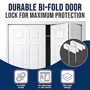 (4- Pack) - Safety Innovations Bi-fold Door Lock - Closet Protection Child and Pet Proof Bi-fold Door Lock - Tool-Free Installation - Made from Unbreakable Clear Polycarbonate