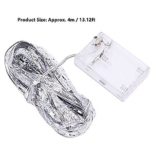 Christmas Ribbon String Lights 13.12FT 50 LED Christmas Tree Decorations Fairy Lights Battery Powered LED Strip Lights Indoor Outdoor Xmas Home Weddings New Year Party Décor (Warm White )