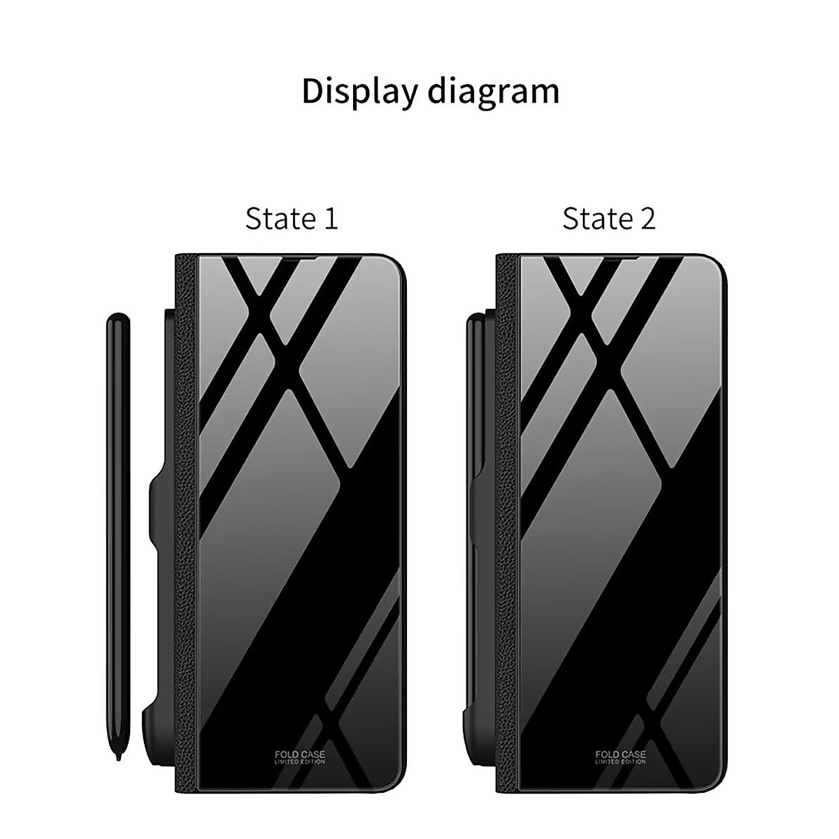 XIMAND for Samsung Galaxy Z Fold 5 5G Case with S-Pen Holder Pocket, Kickstand,Luxury Flip Plating Shockproof Glass Hybrid Leather All-Inclusive Flip Cover.(Grey)