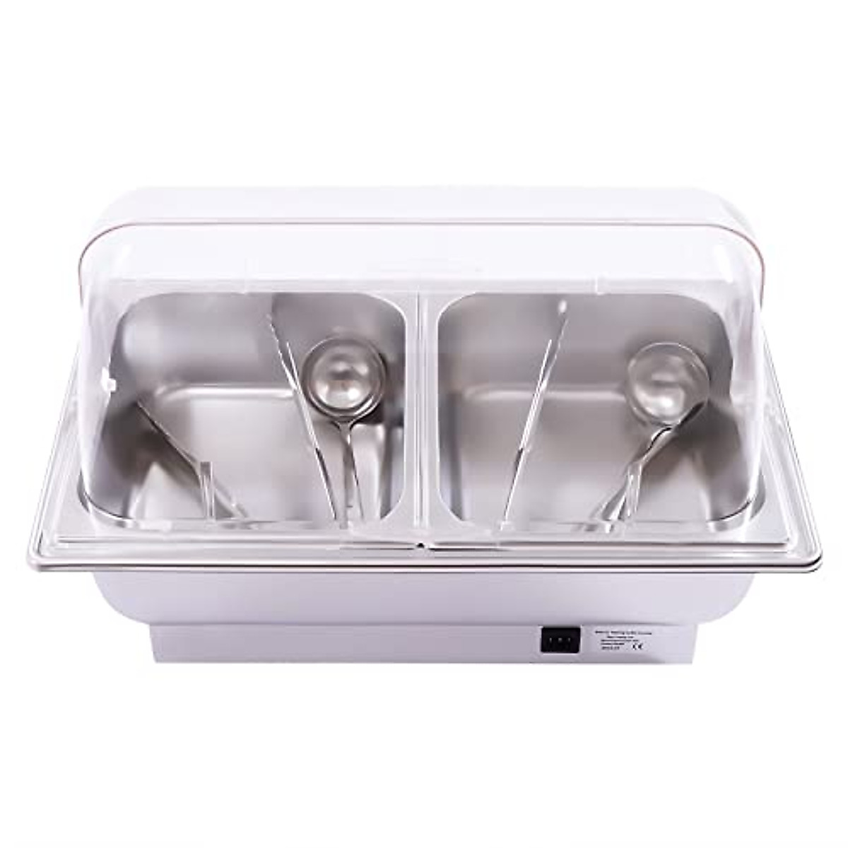 Electric Chafing Dishes - Stainless Steel Buffet Servers 9QT Food Warmer Commercial Chafing Dishes Temp Display Stainless Clear Lid&Handle for Catering (Plastic Lid)