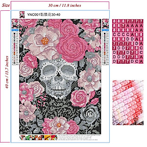 YNC DIY Square Diamond Painting Skull Flower for Adult Full Drill Paint with Diamonds Kits 5D Diamond Art for Wall Decor-YNC001 (red)