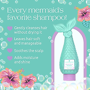 Glimmer Wish Mermaid Kids Shampoo, Paraben and Sulfate Free Shampoo for Soft and Manageable Hair, Kids Hair Care, Tropical Beach Scent, 12 Fl Oz