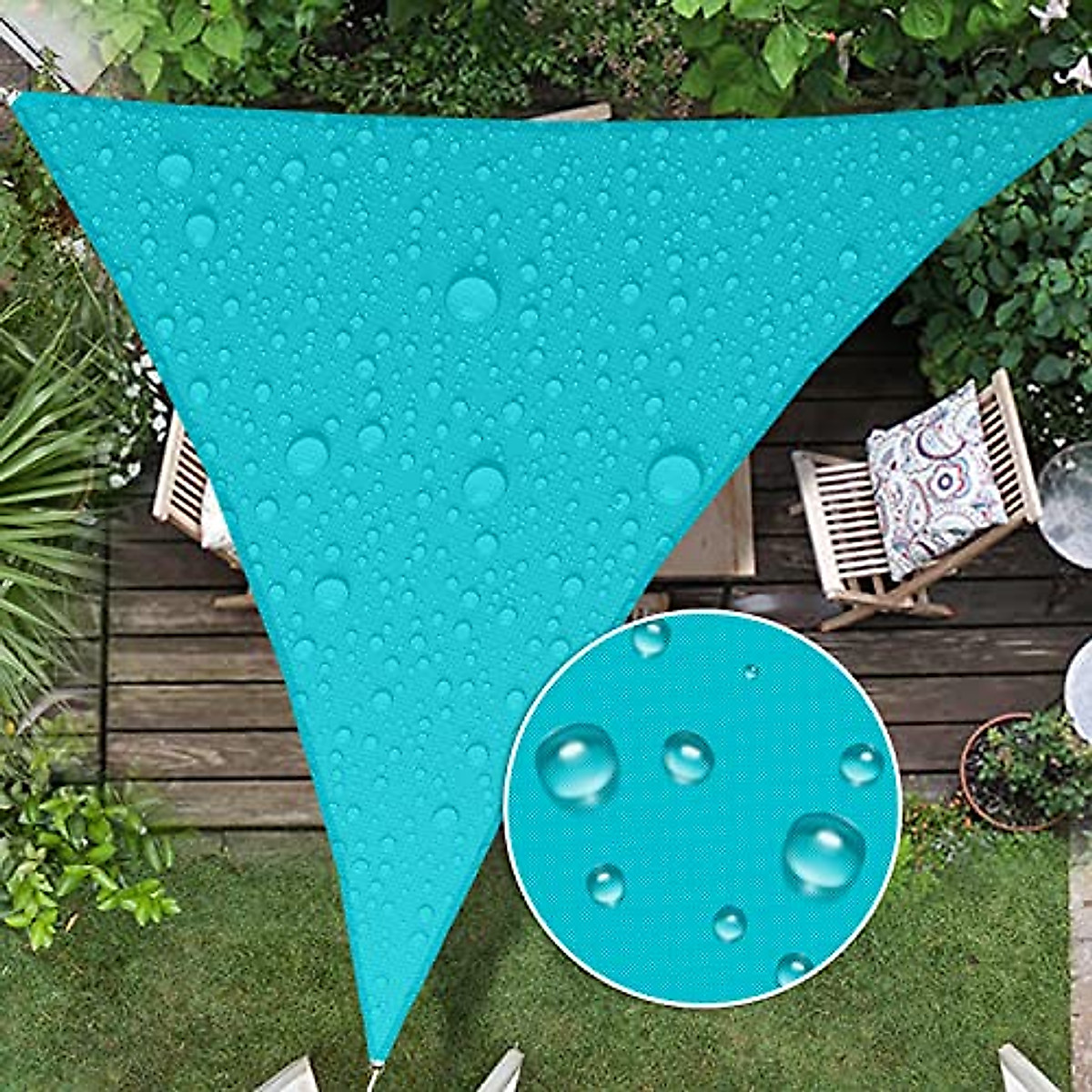 Windscreen4less Terylene Waterproof Sun Shade Sail UV Blocker Triangle Sunshade Patio Canopy Sail 12' x 12' x 12' in Color Turquoise 260GSM