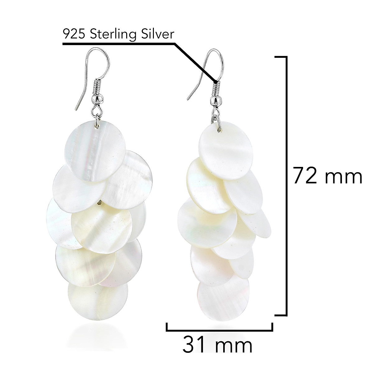 AeraVida Enchanting Cluster of White and Yellow Kabibe Shell Circles Handcrafted Dangle Earrings, 1.22x2.83 in