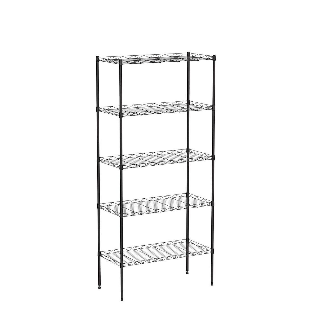 BIQWBIC 5 Tier Metal Shelf, Wire Shelving Unit with Adjustable Shelves, Storage Rack for Kitchen Pantry Closet, 22"Lx12"Wx48"H, Black