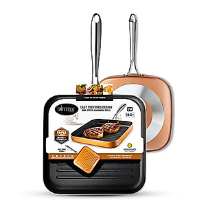 GOTHAM STEEL Nonstick Grill Pan for Stove Top with Grill Sear Ridges, Nonstick Ultra Durable Grilling Pan, Metal Utensil Safe, Stay Cool Stainless-Steel Handle, Oven & Dishwasher Safe, Non-Toxic