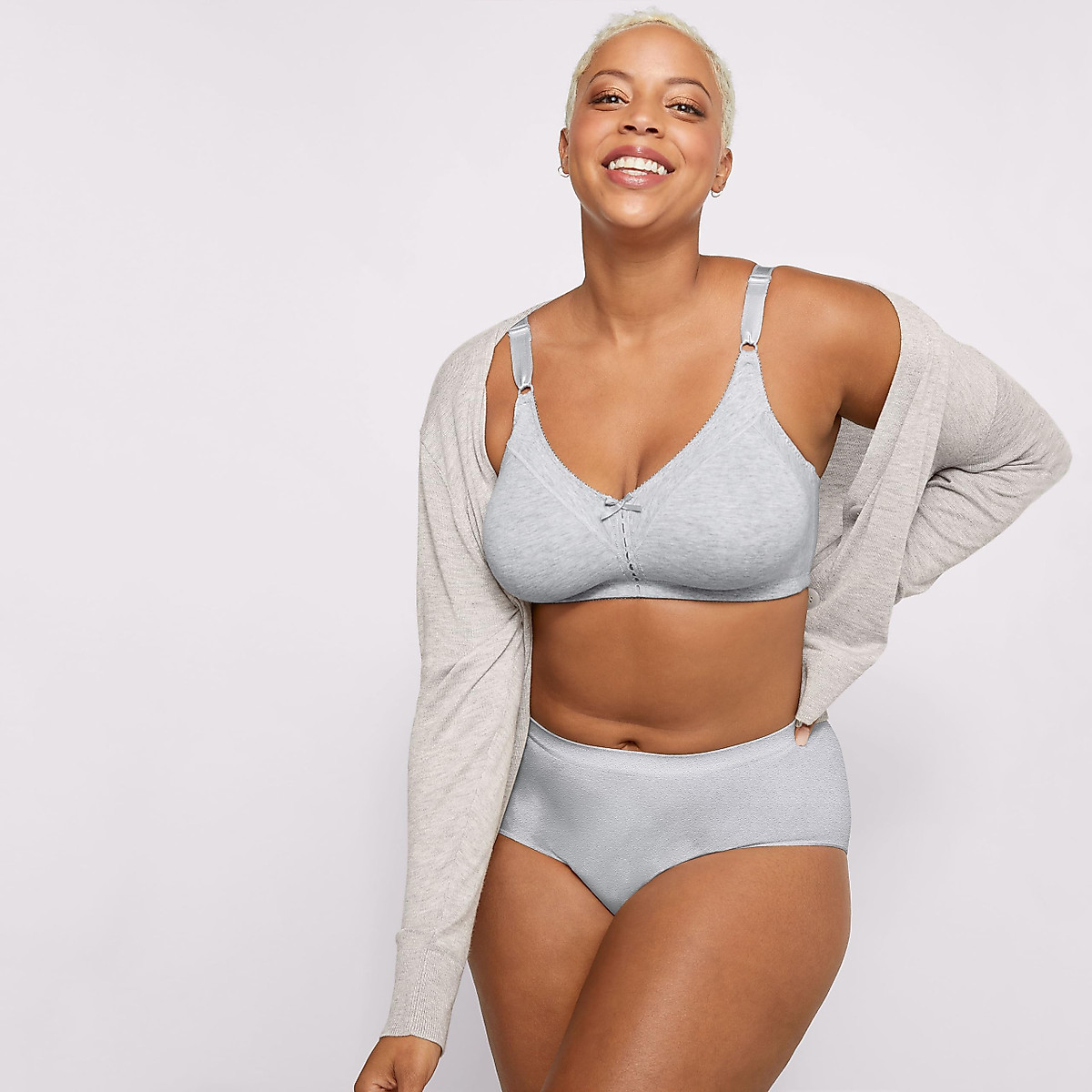Bali Women's Double Support Cotton Stretch Wire-Free Bra, Heather Grey, 36C