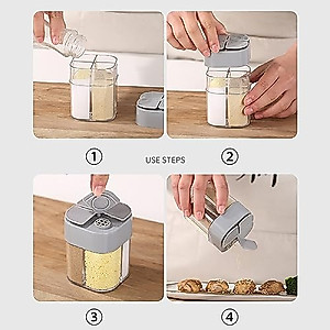 Spice Salt and Pepper Shakers, 4 In 1 Spice Jars,with Lid Plastic Spice Box, Travel Camping Seasoning Containers Transparent Cooking Spice Dispenser (White)