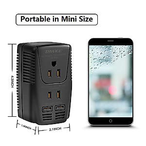 Upgraded 2000W 220V to 110V Voltage Converter Step Down Voltage for Hair Dryer,Straightener,Curling Iron,Cell Phone Power Converter with 2-Port USB and UK/AU/US/EU 10A Plug Adapter (Black-Write)