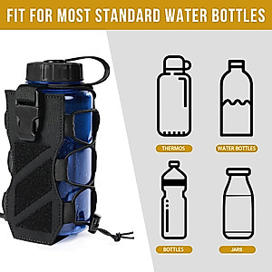 OneTigris Molle Water Bottle Holster, 32oz Adjustable Water Bottle Holder Tactical Water Bottle Pouch Lightweight Kettle Pouch Belt Bottle Carrier Bag with Straps for Outdoor Sports