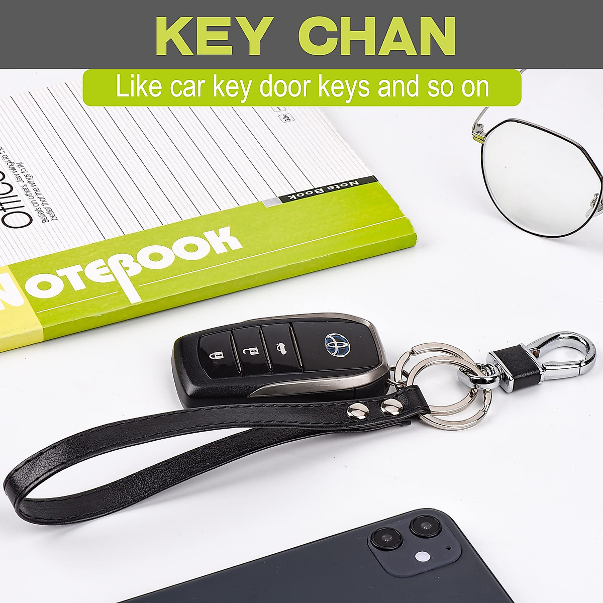 Amazon Essentials - Lanyard Keychain with Detachable Alloy Metal Rings Metal Rings (black)